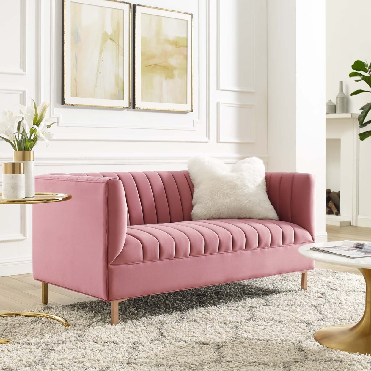 Shift Channel Tufted Performance Velvet Loveseat-EEI-4131 - Walmart.com