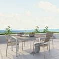 Modway Shore 5 Piece Outdoor Patio Aluminum Dining Set in Silver Gray ...