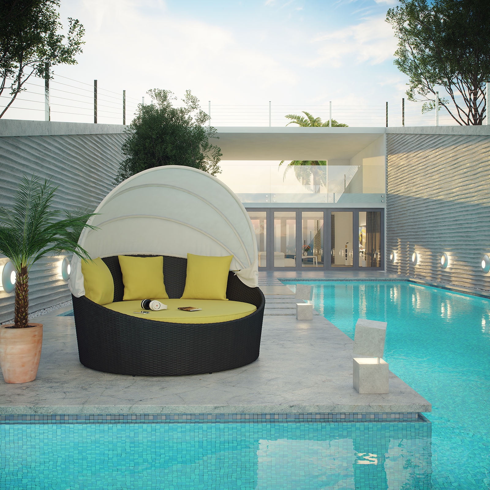 Modway Siesta Canopy Outdoor Patio Daybed in Espresso Peridot - Walmart.com