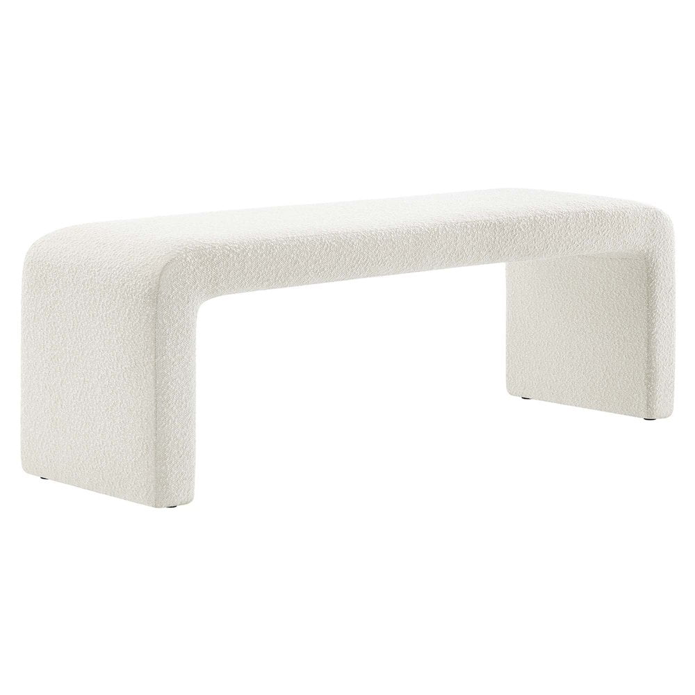 Modway Simba Boucle Fabric Waterfall Long Bench in Ivory - Walmart.com