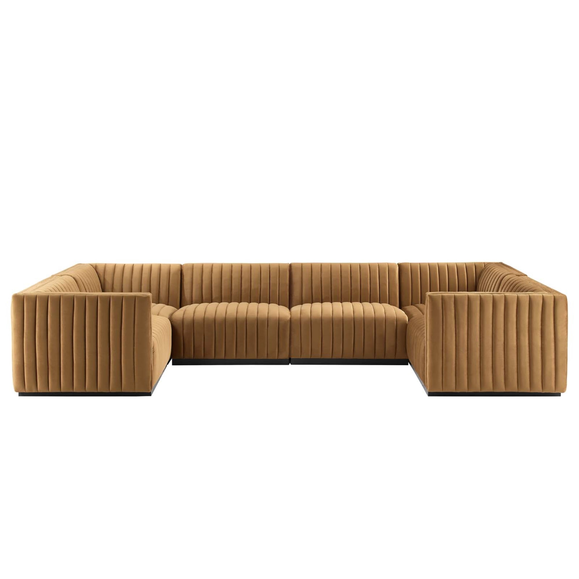 Modway Solid Print Velvet Conjure Channel Tufted Performance Sectional ...