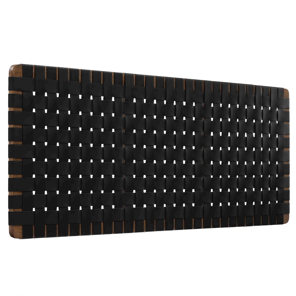 Sparta Weave Wall-Mount Vegan Leather Queen Headboard in Walnut Black ...