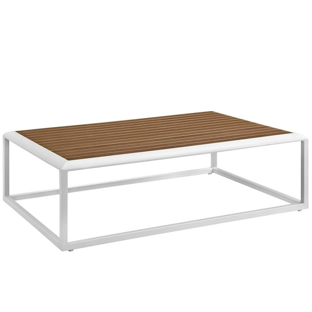 Modway Stance Outdoor Patio Aluminum Coffee Table in White Natural ...