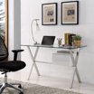 "Modway Modern White Tempered Metal 71"" Sector Office Desk with Glass ...