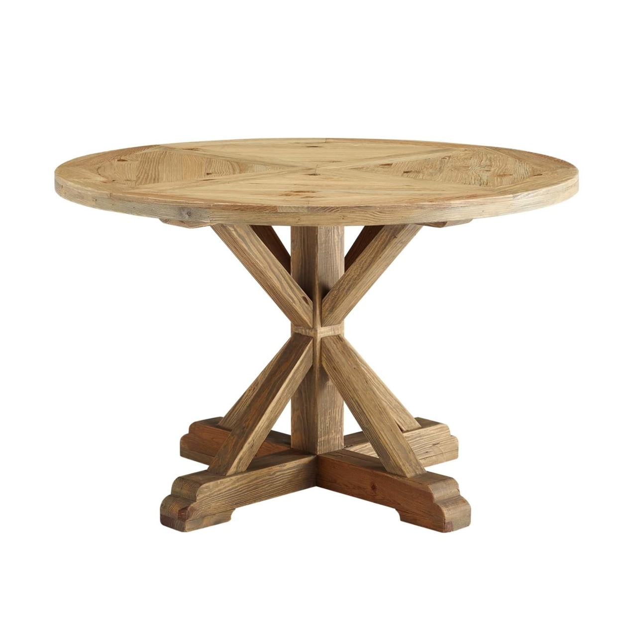 Modway Stitch 47" Round Pine Wood Dining Table in Brown - Walmart.com