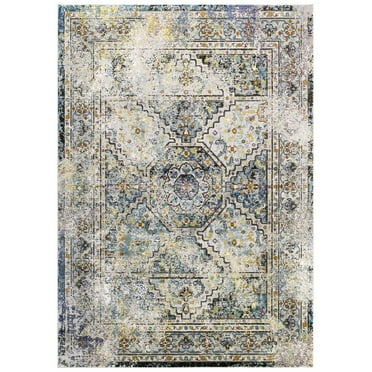 Success Manuka Distressed Vintage Floral Lattice 8x10 Area Rug in ...
