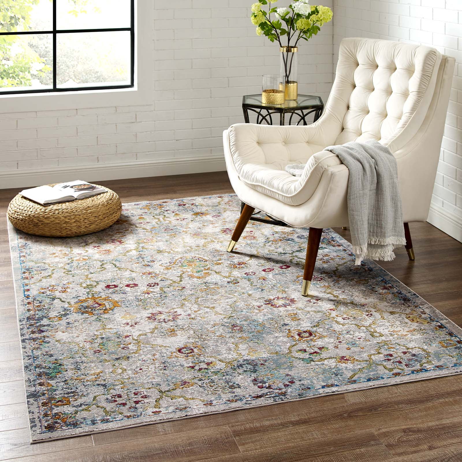 Modway Success Collection R-1165A-58 Manuka Distressed Vintage Floral ...
