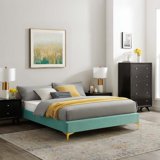 Modway Sutton King Bed Frame, Mint Green Velvet, Wood Slat Support ...