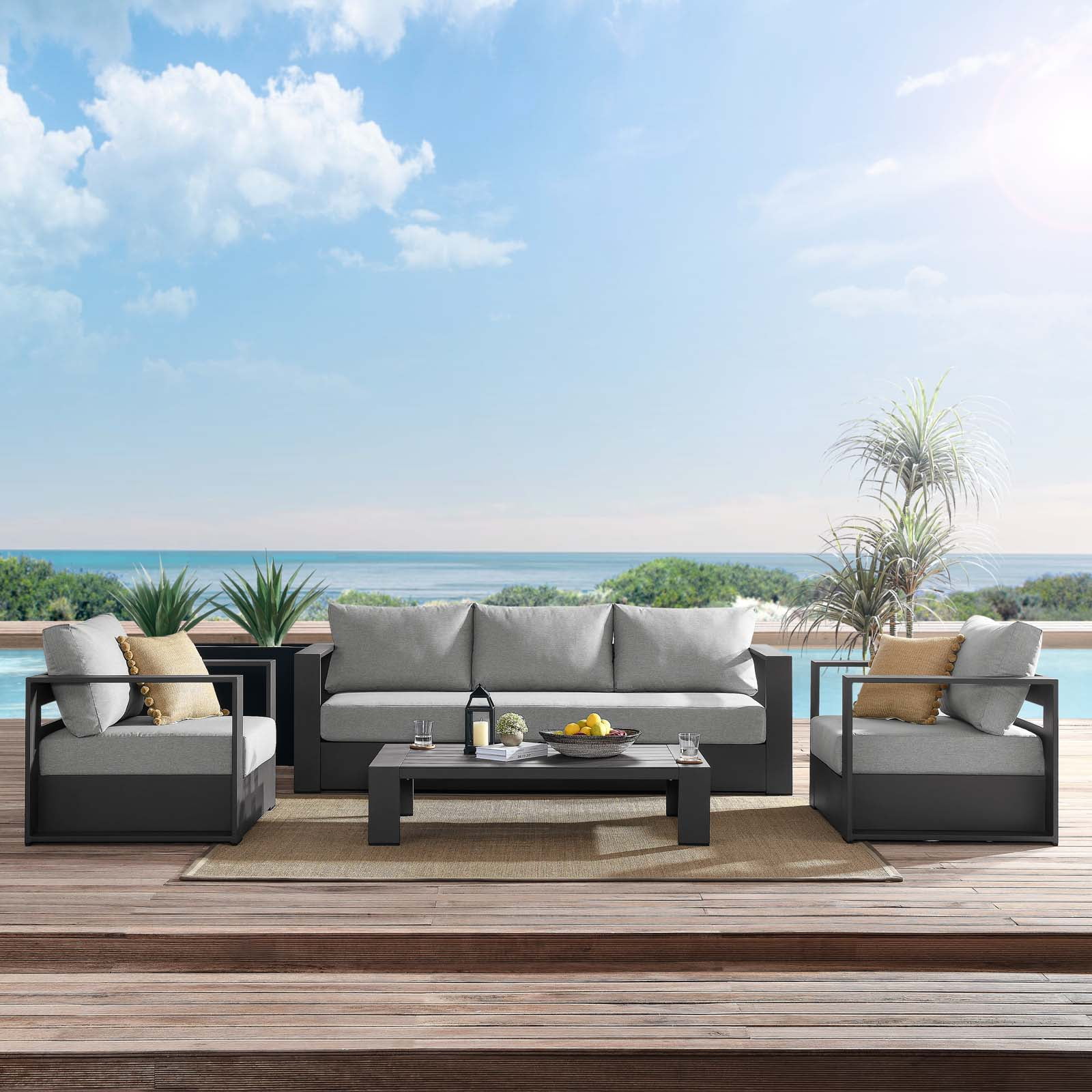 Quality Modway Tahoe 4-Piece Outdoor Patio Set, Powder-Coated Aluminum ...