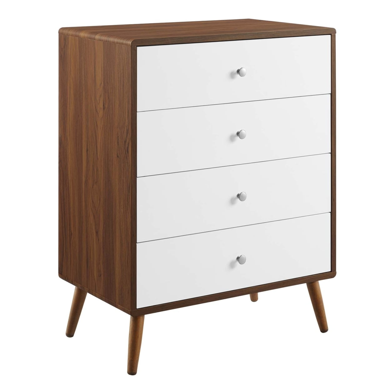 Modway Transmit 4-Drawer Particleboard Wood Chest in Walnut/White ...