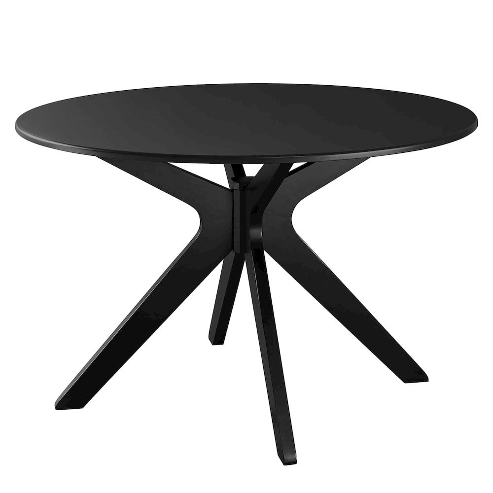 Modway Traverse 47" Black Round Modern Solid Rubberwood Dining Table ...