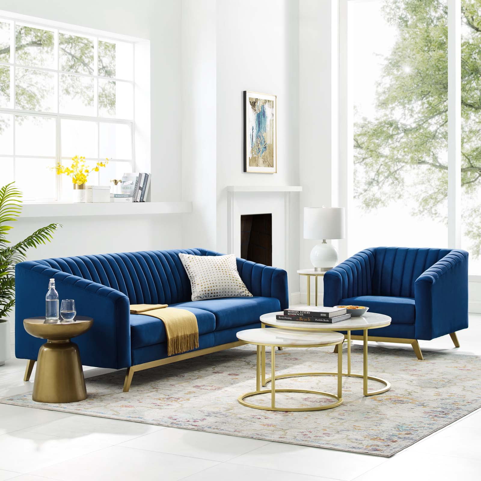 Modway Valiant Vertical Channel Tufted Performance Velvet Sofa and ...