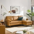 "Modway Valour 78"" Mid Century Tan Top Grain Leather Apartment ...