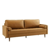 "Modway Valour 88"" Tufted Leather Couch in Tan" - Walmart.com