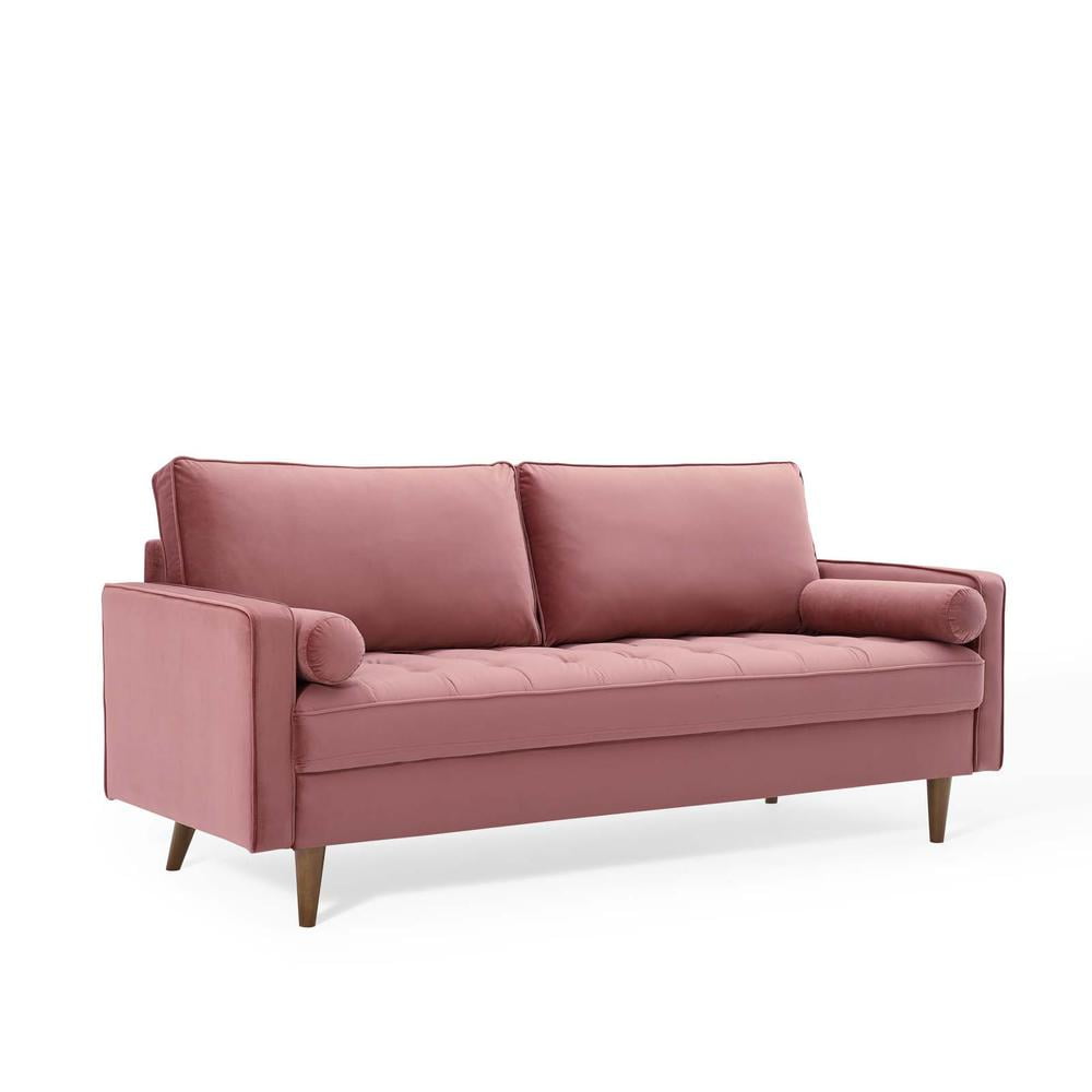 Modway Valour Modern Style Performance Velvet Sofa in Dusty Rose Finish ...