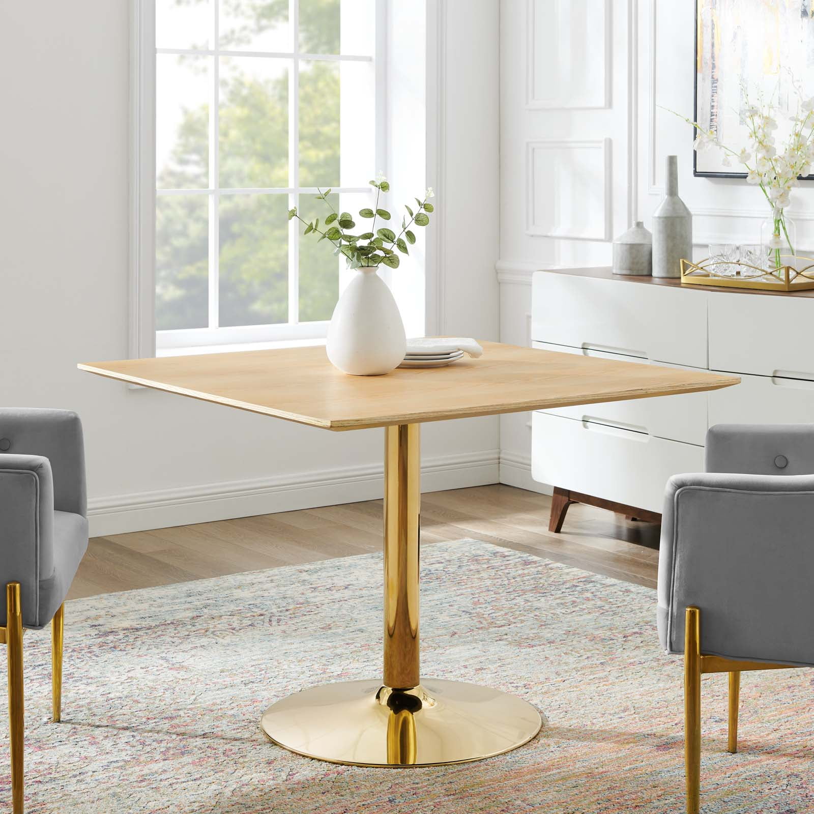 Modway Verne 40" Square Dining Table in Gold Natural - Walmart.com