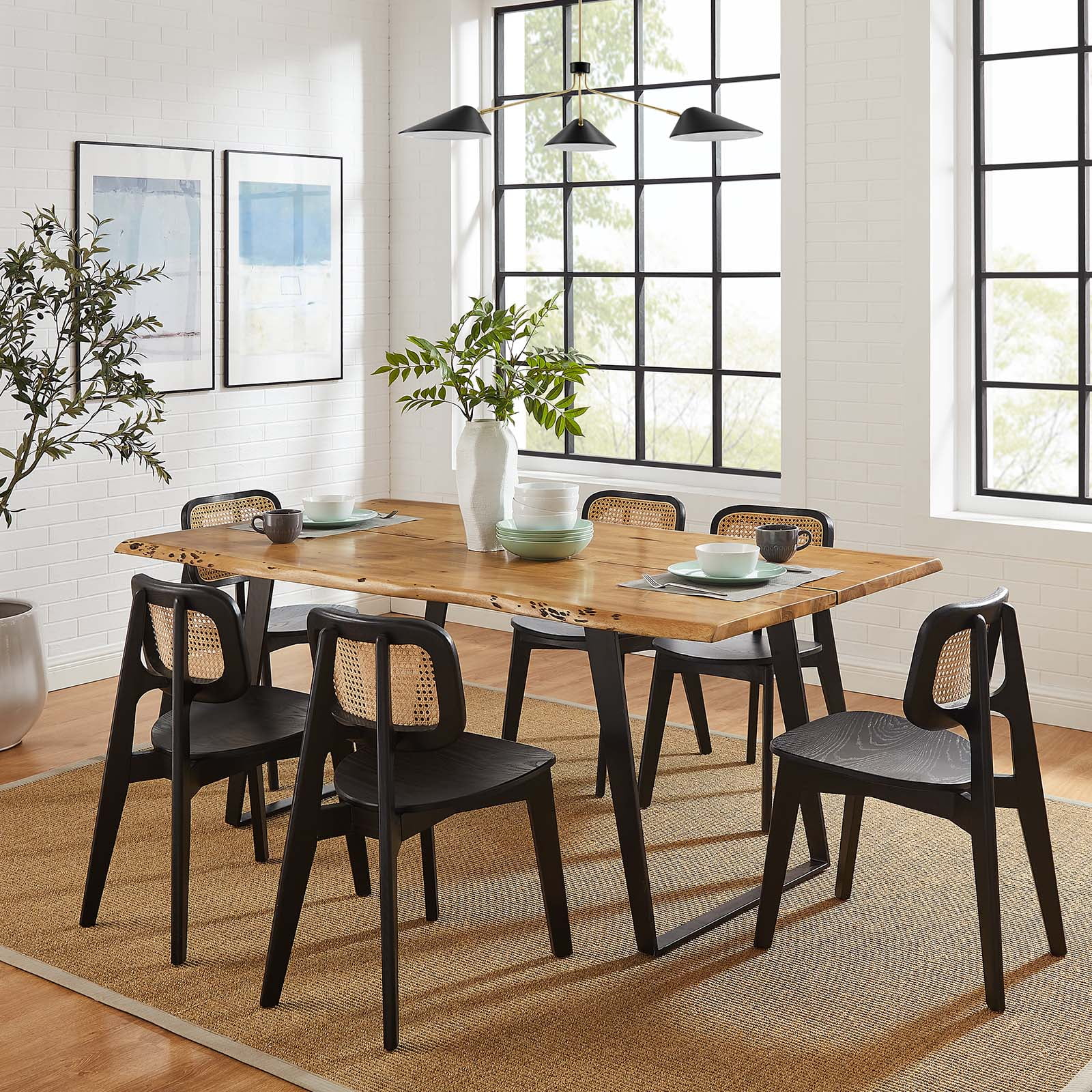 Modway Viggo Solid Acacia Wood Dining Table, Live Edge Style, Seats 8 ...
