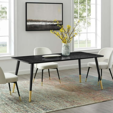 Dining Table 60" Rectangular Kitchen Dining Room Laminate Black ...