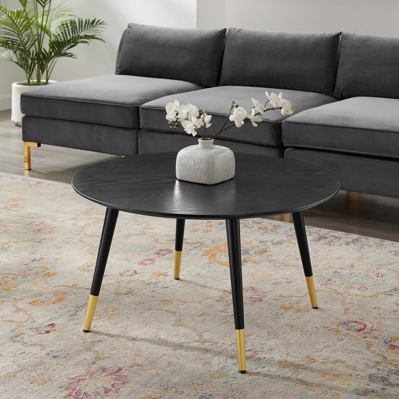 Modway Vigor 31.5" Round Wooden Coffee Table in Black - Walmart.com