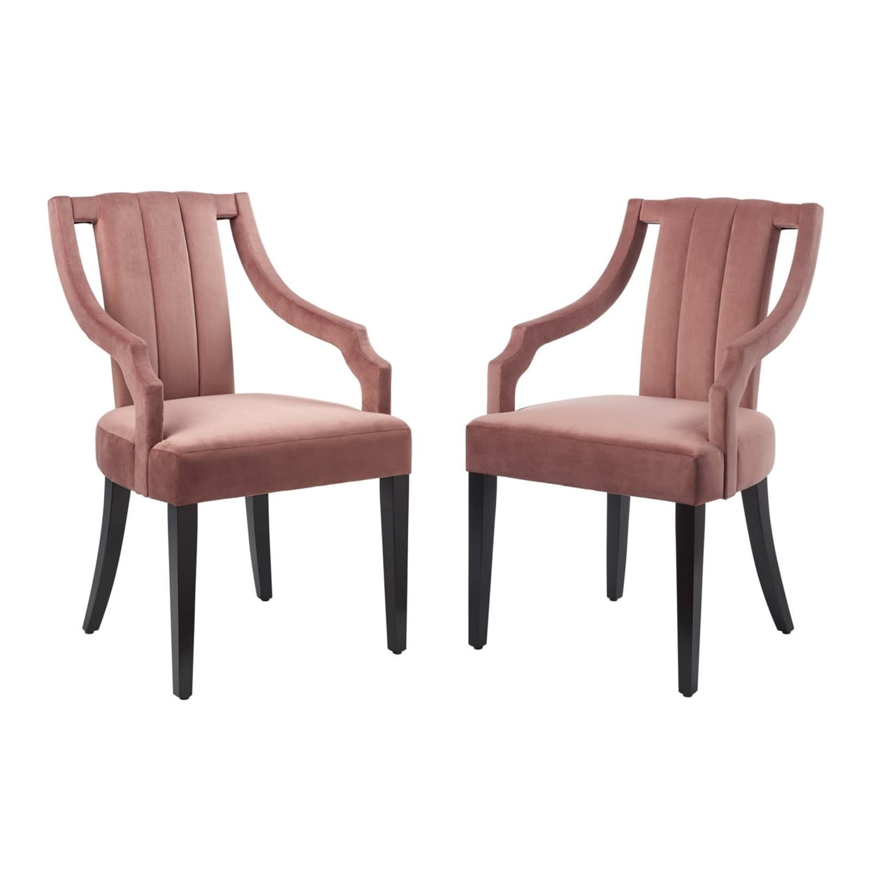 Modway Virtue Performance Velvet Dining Chairs in Dusty Rose (Set of 2 ...