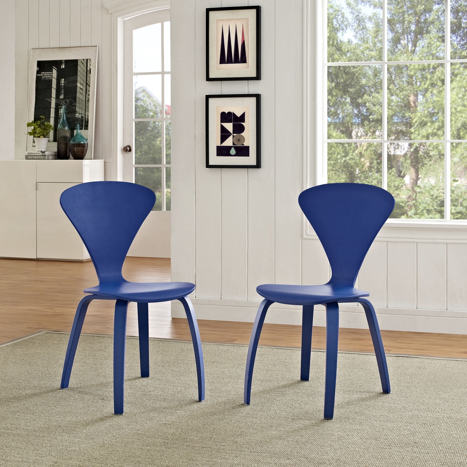 Modway Vortex Dining Chairs Set of 2 in Blue - Walmart.com