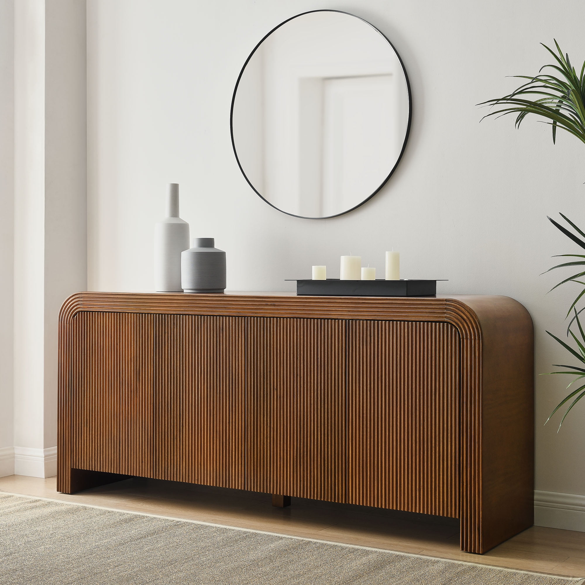 Waterflute Sideboard Cabinet in Walnut - Walmart.com