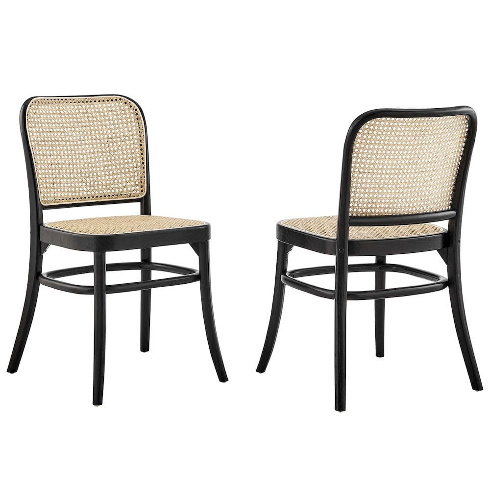 Modway Winona Solid Wood Dining Side Chair Set for Room, Set of 2 in ...