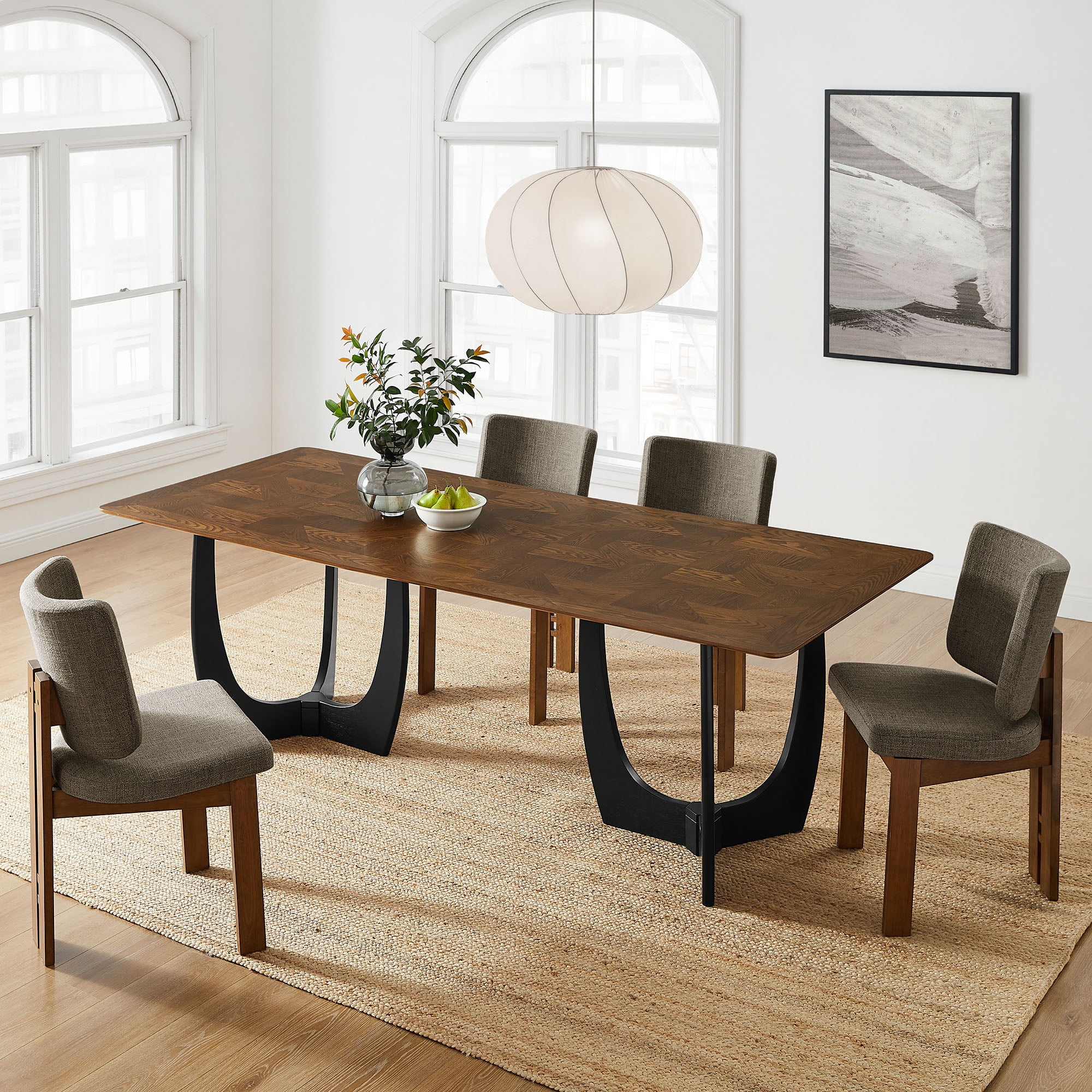 Wrenly 94 Inch Dining Table in Walnut - Walmart.com