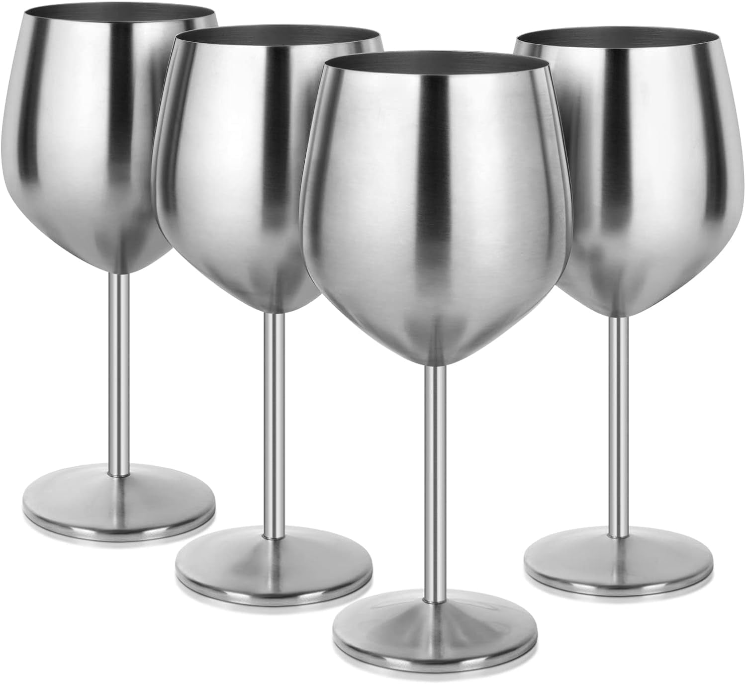 Modwnfy 18oz Stainless Steel Wine Glasses Set of 4, Stainless Steel ...