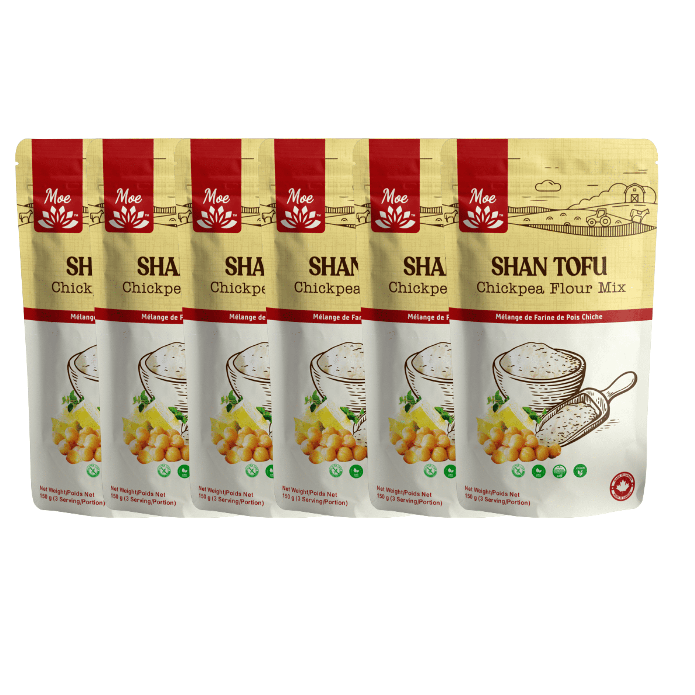 Moe Shan Tofu: Chickpea Flour Mix (Pack of 6) - Non-GMO - Vegan, Natural - Walmart.com