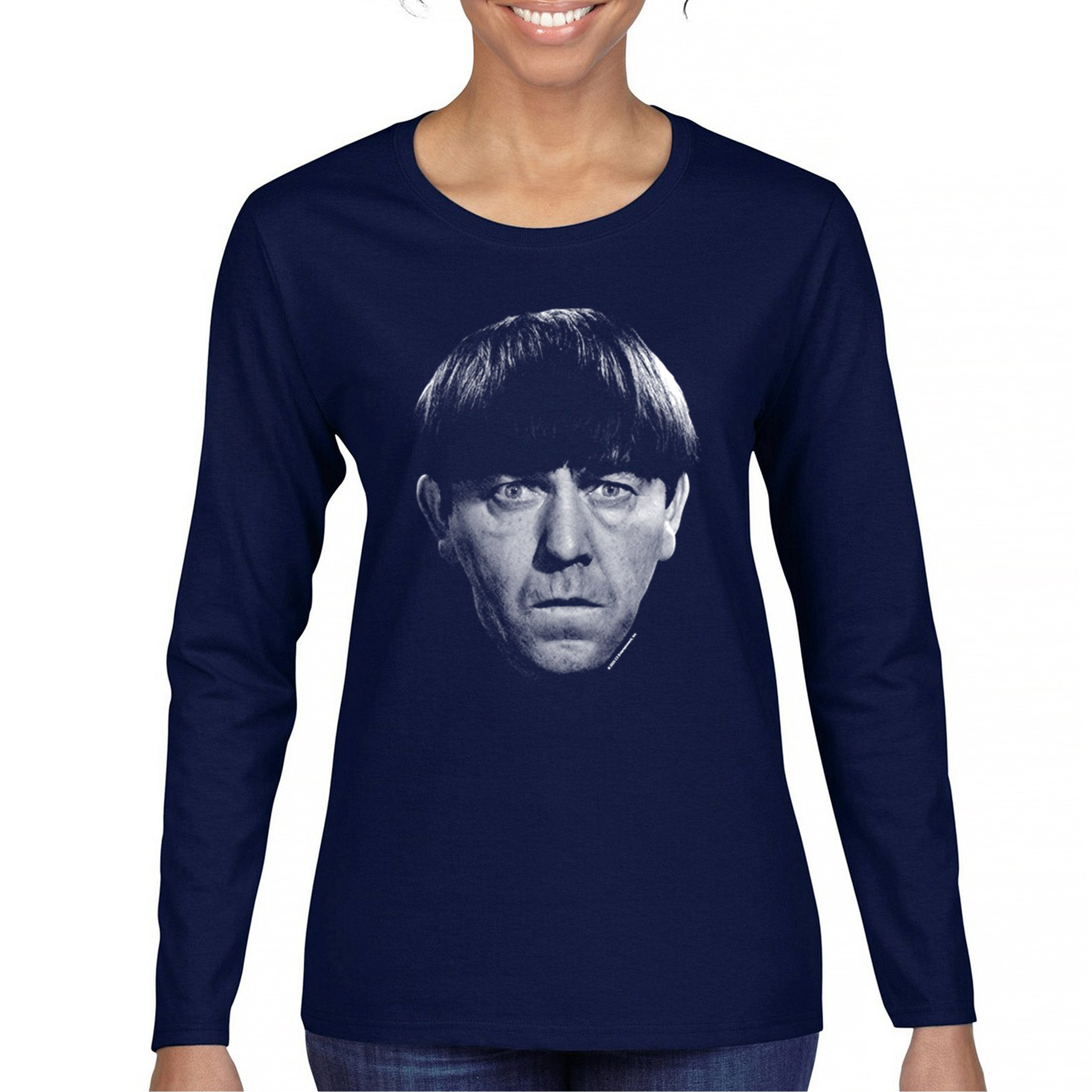 Moe The Three Stooges Women's Long Sleeve T-shirt Wise Guys Curly Larry ...