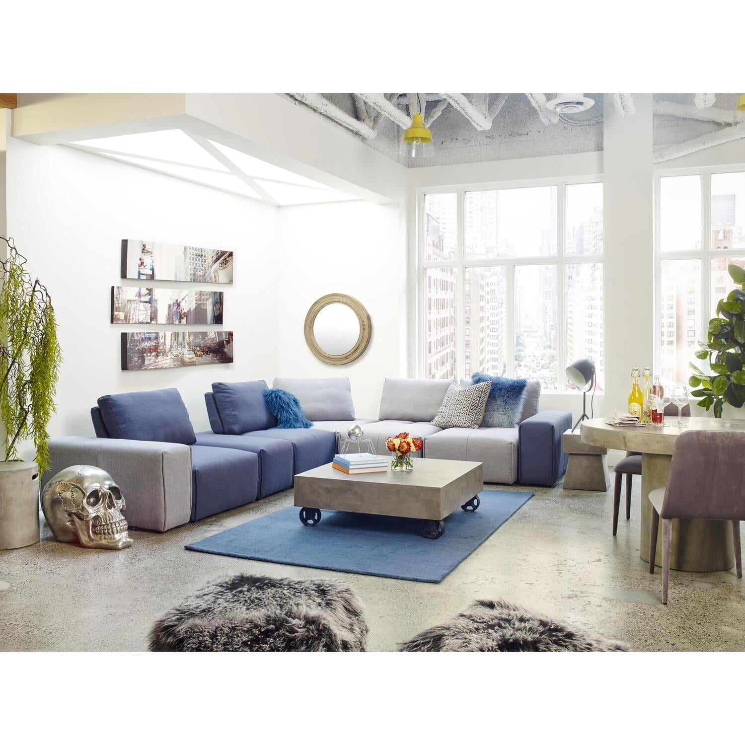 Moe's Home Collection Cato Contemporary Stone Garden Stool in Gray ...