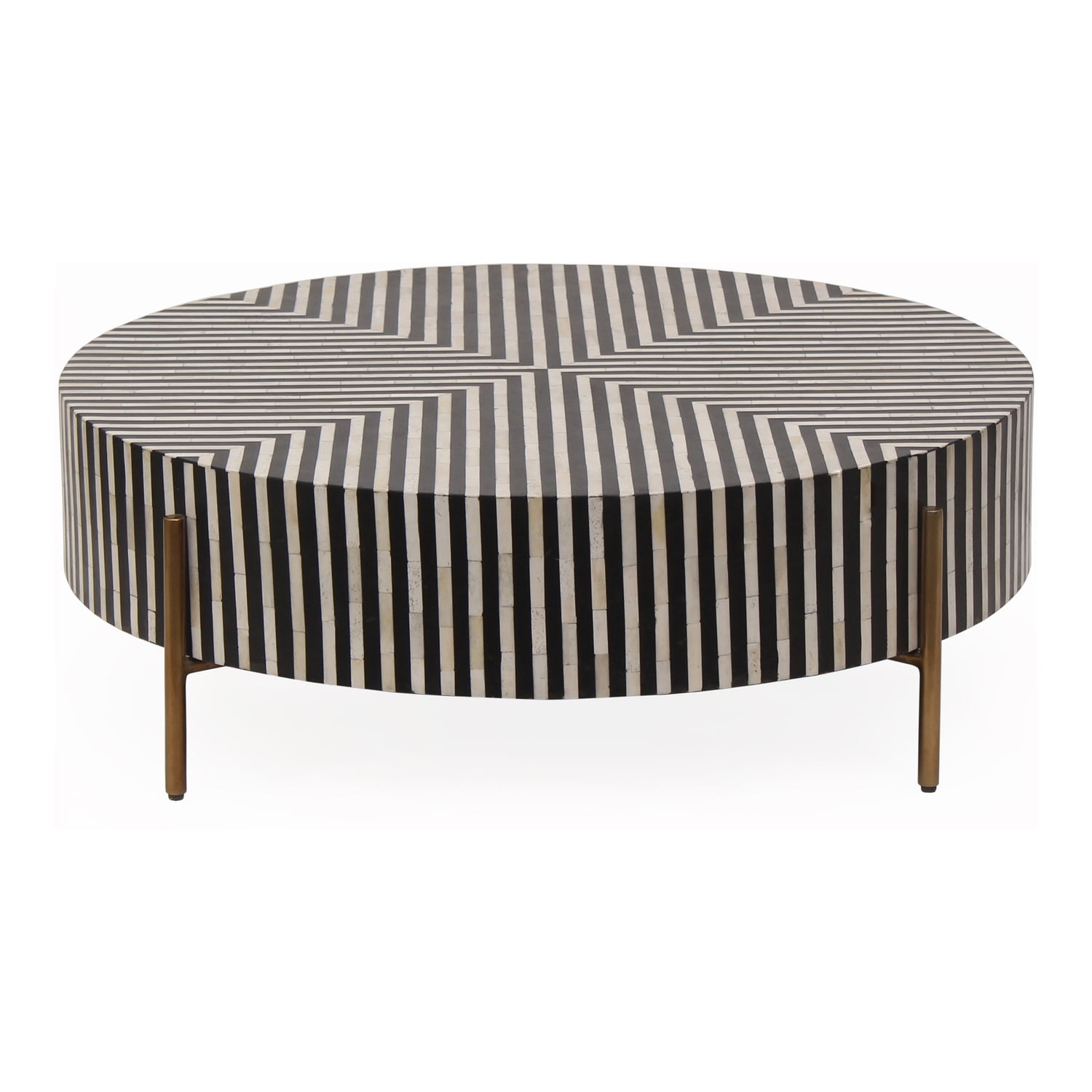 Moe's Home Collection Chameau 36" Round Iron/Resin Coffee Table in ...