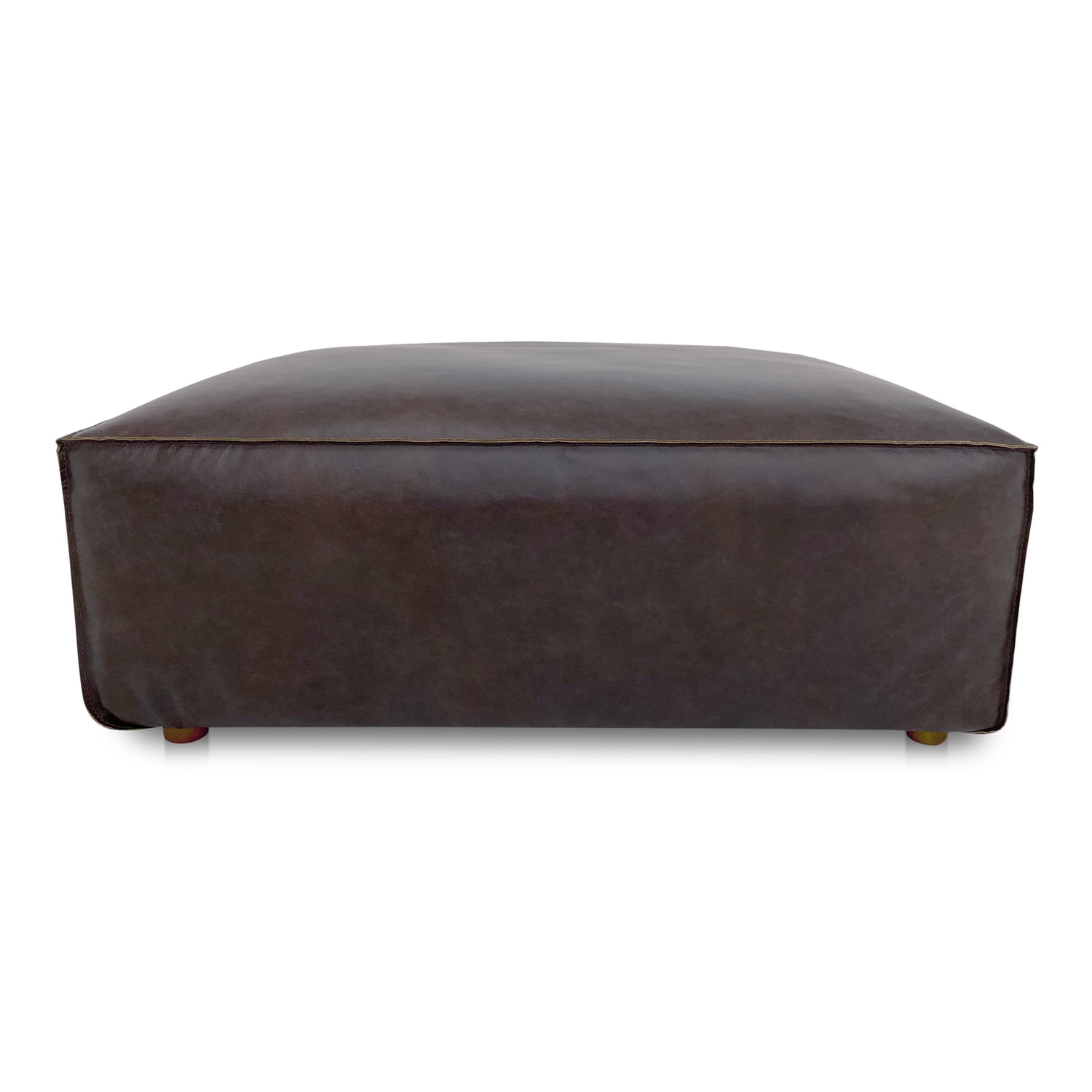 Moe's Home Collection Form Ottoman Espresso Brown Leather - Walmart.com