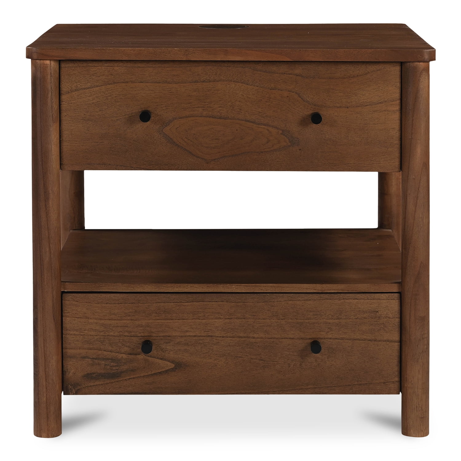 Moe's Home Collection Lottie 2-Drawers Wood Bedroom Nightstand in Brown ...