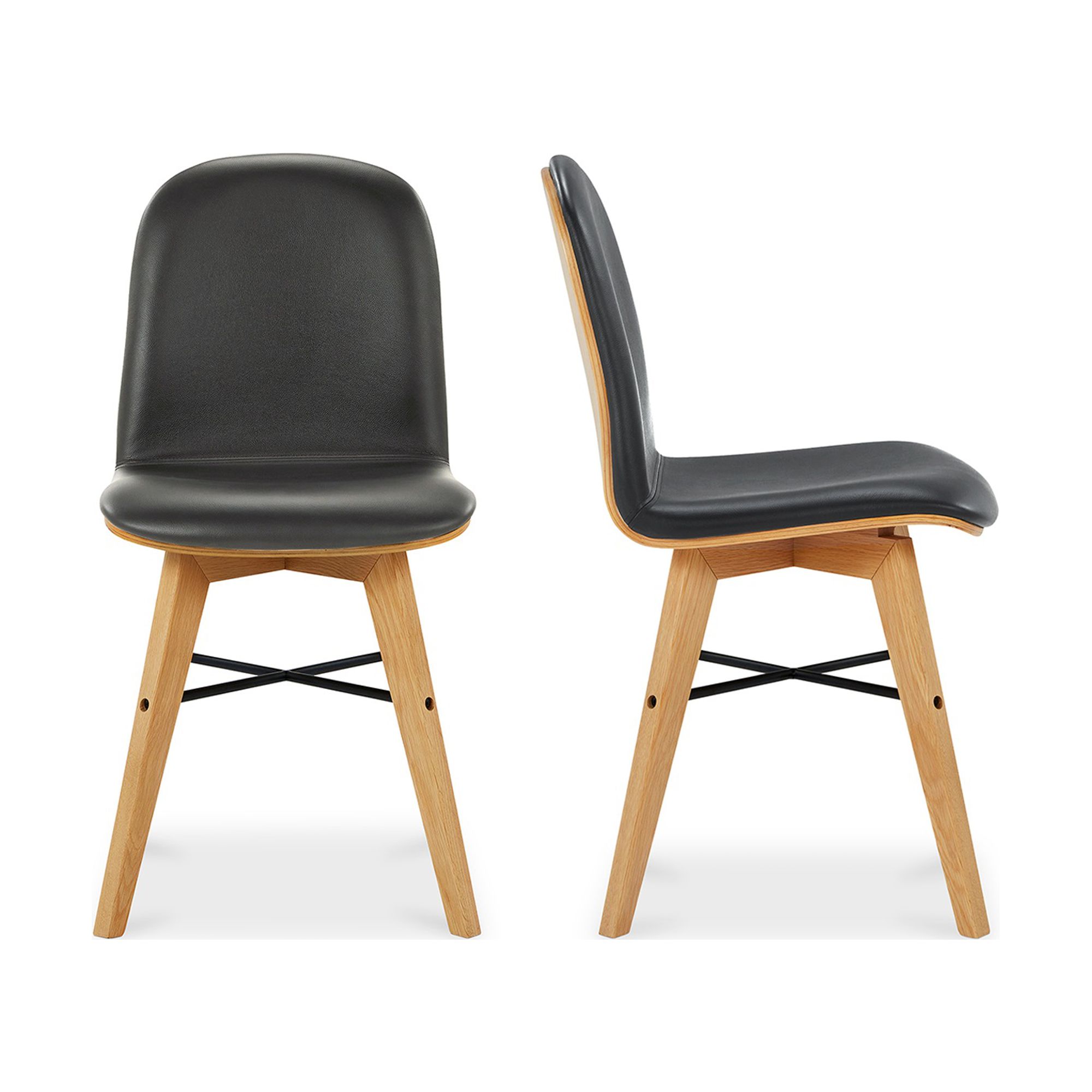 Moe's Home Collection Napoli 19" Leather Dining Chair in Black (Set of ...