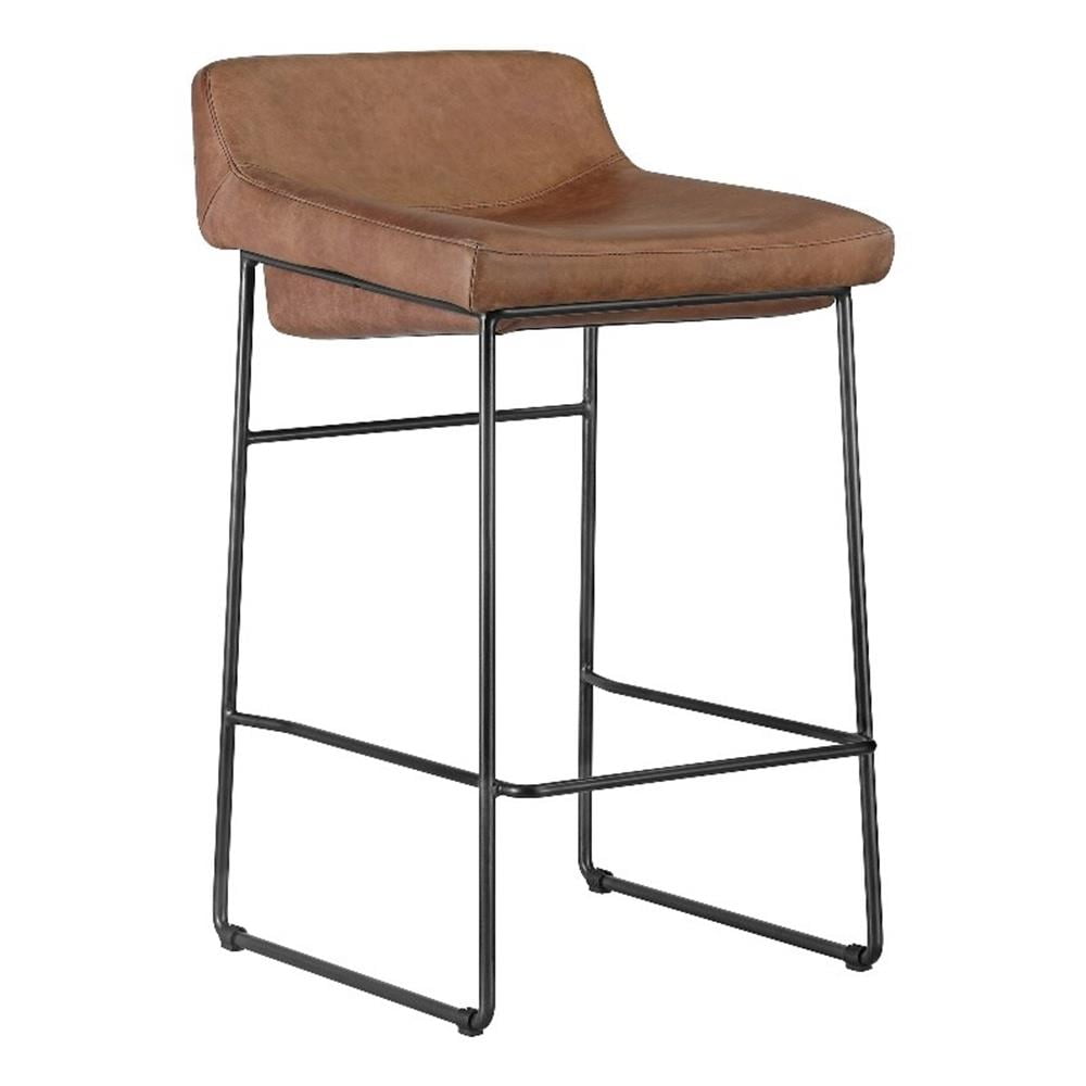 Moe's Home Collection Starlet Counter Stool Open Road Brown Leather-Set ...