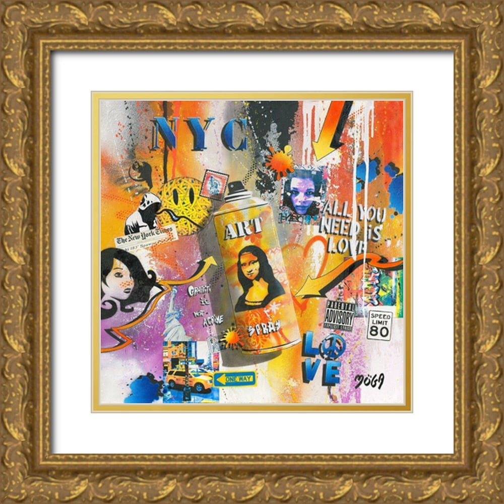 Moega 15x15 Gold Ornate Wood Framed with Double Matting Museum Art ...