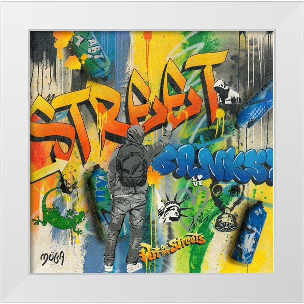 Moega 15x15 White Modern Wood Framed Museum Art Print Titled - STREET ...