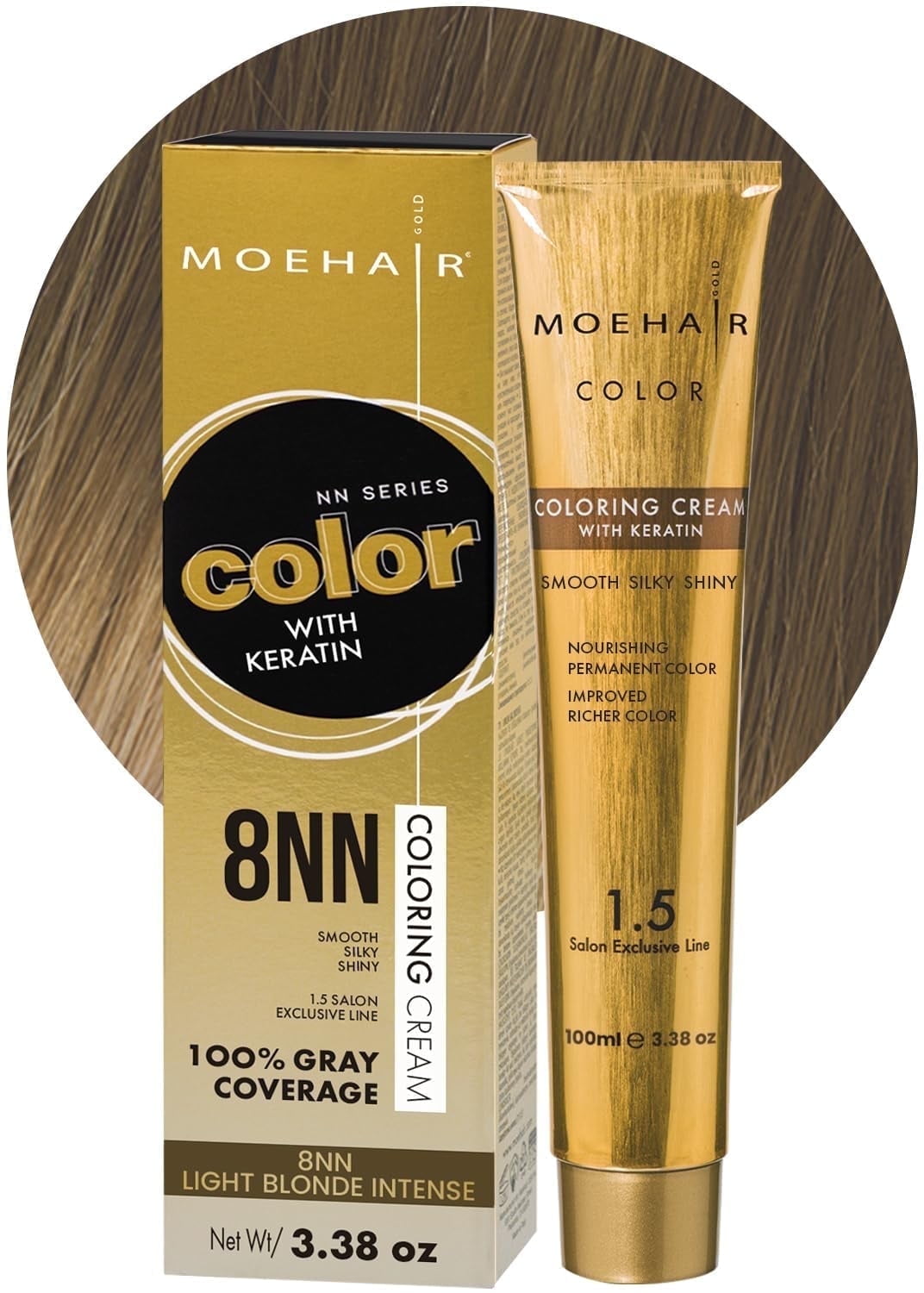 Moehair 8NN Permanent Hair Color, Light Blonde Intense, Gray Coverage ...