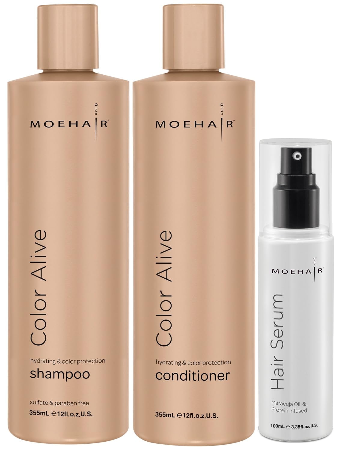 Moehair Color Alive Shampoo and Conditioner Set with Hair Serum, 3 ...