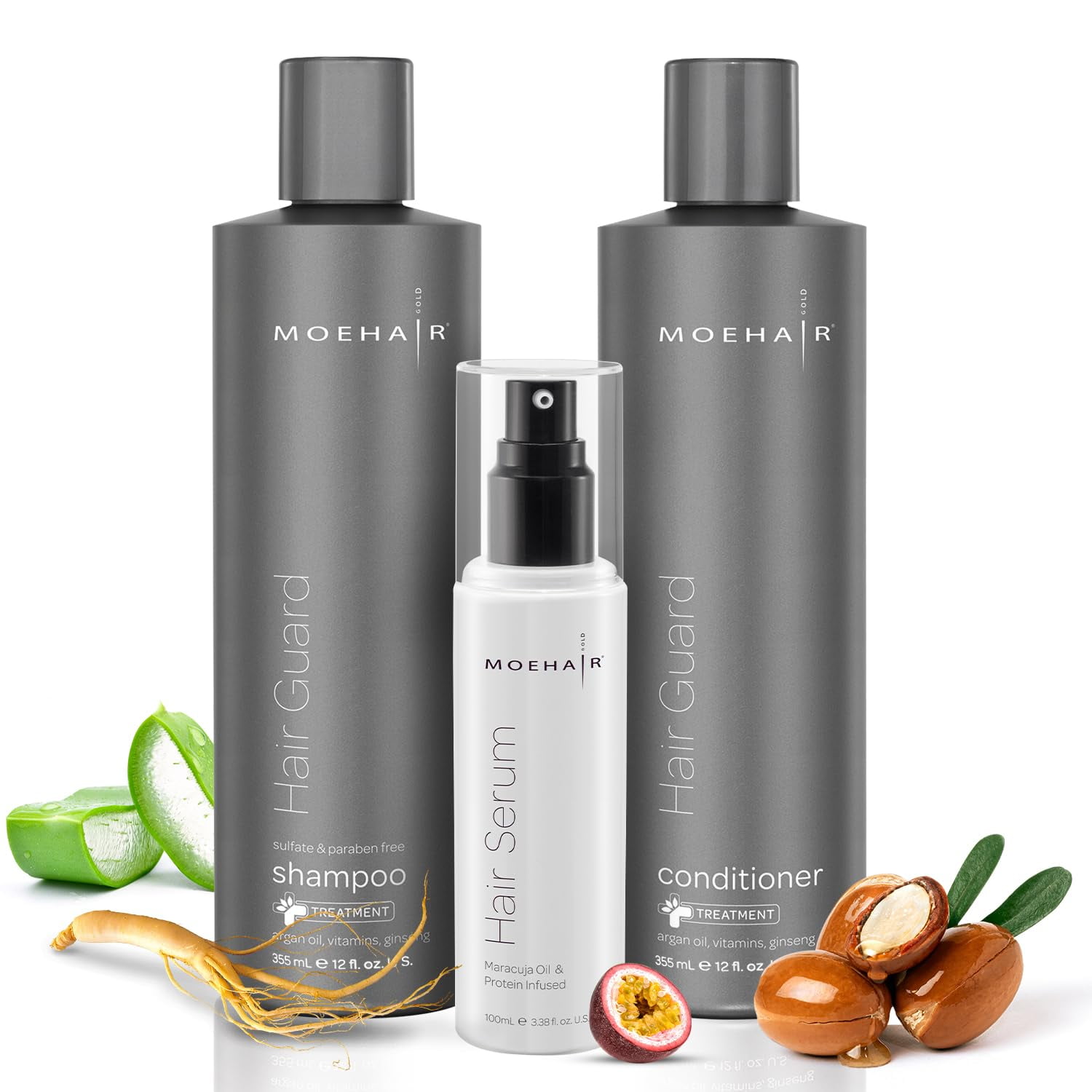 Moehair TRIO of Hair guard shampoo (12 Fl), Hair Guard conditioner (12 ...