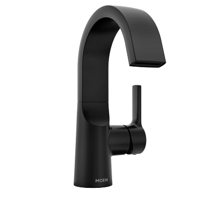Moen 84156BL Avri Matte Black one-handle high arc bathroom faucet ...