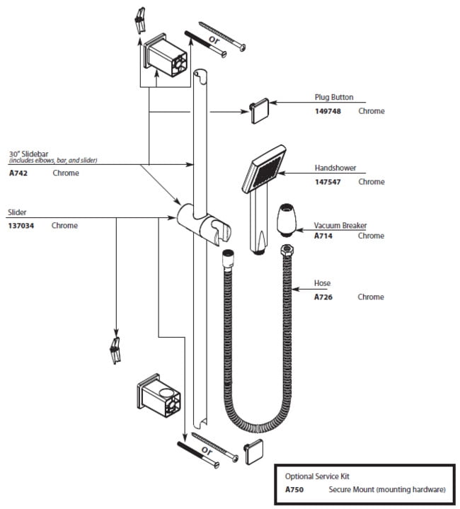 Moen A742 32" Wall Mounted Adjustable Shower Slide Bar - Chrome ...