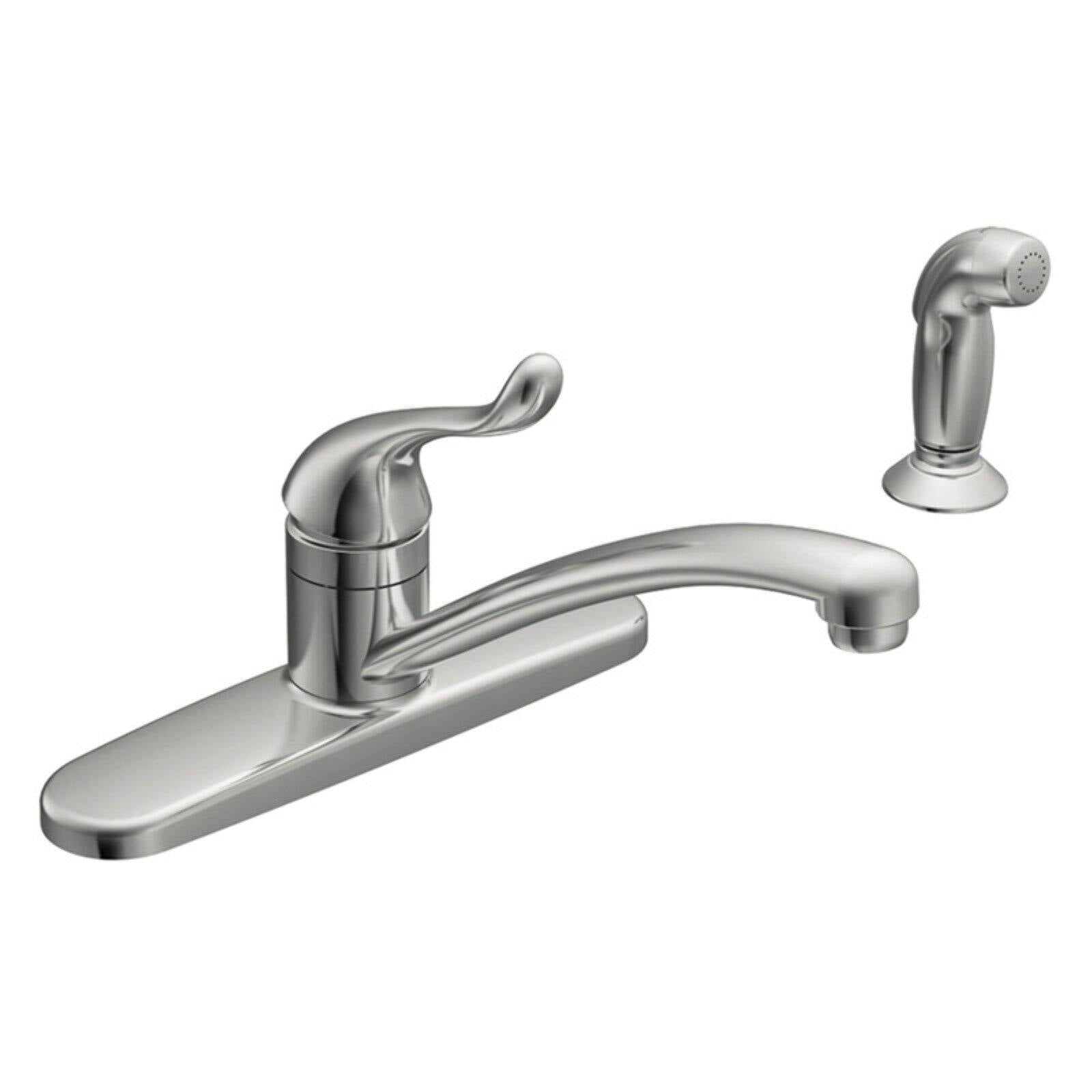 Moen Adler One Handle Chrome Kitchen Faucet Side Sprayer Included ...