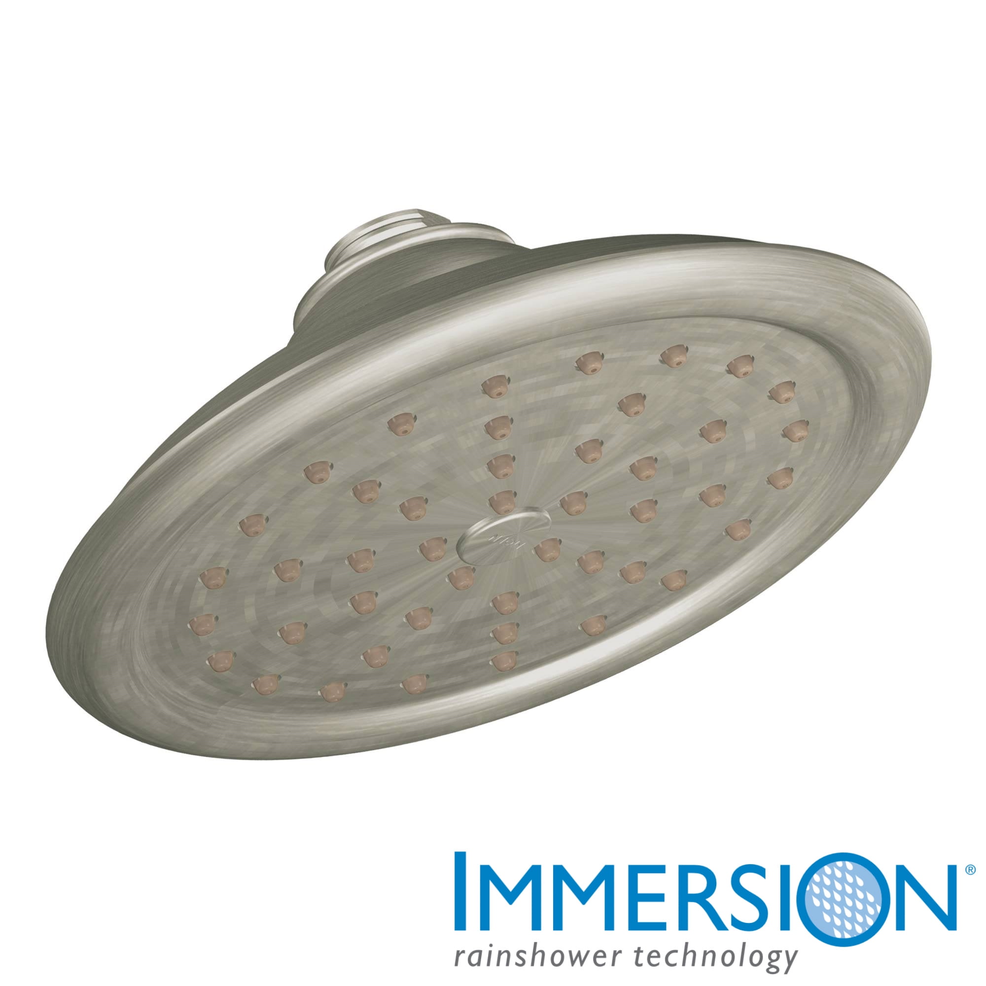 Moen Brushed Nickel One-Function 7" Diameter Spray Head Rainshower ...