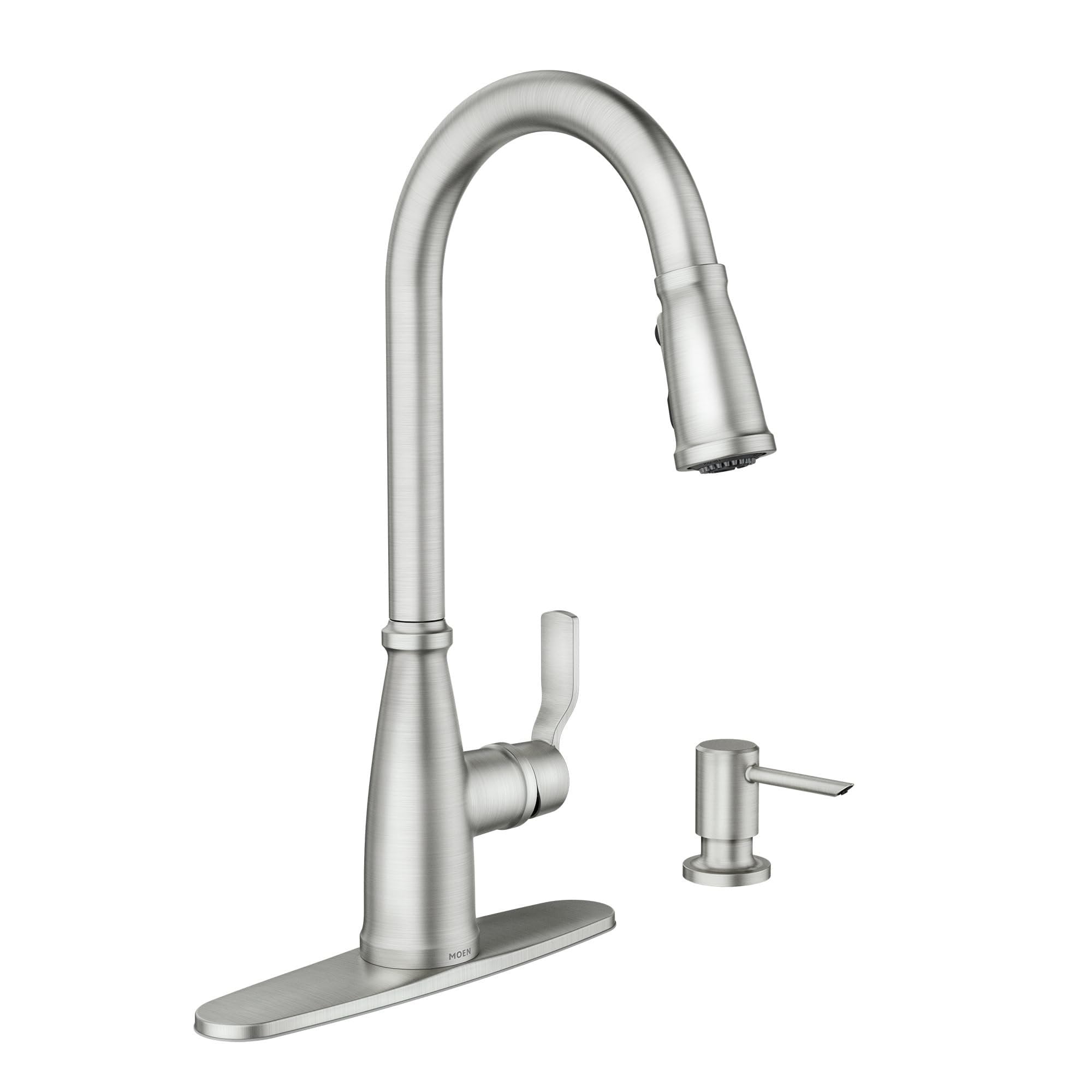 Moen Nolia Spot Resist Stainless One-Handle High Arc Kitchen Faucet ...