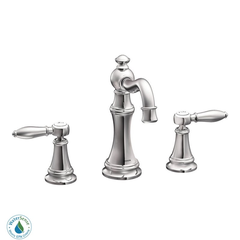 Moen Weymouth TS42108 Widespread Bathroom Sink Faucet with Lever ...