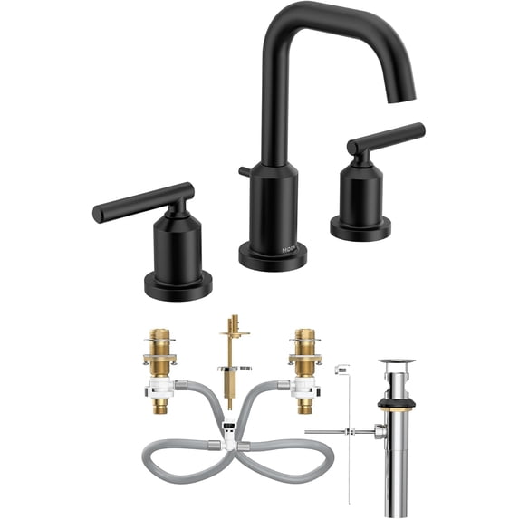 Moen TV6142BL Gibson Matte Black Two-Handle High Arc Widespread ...