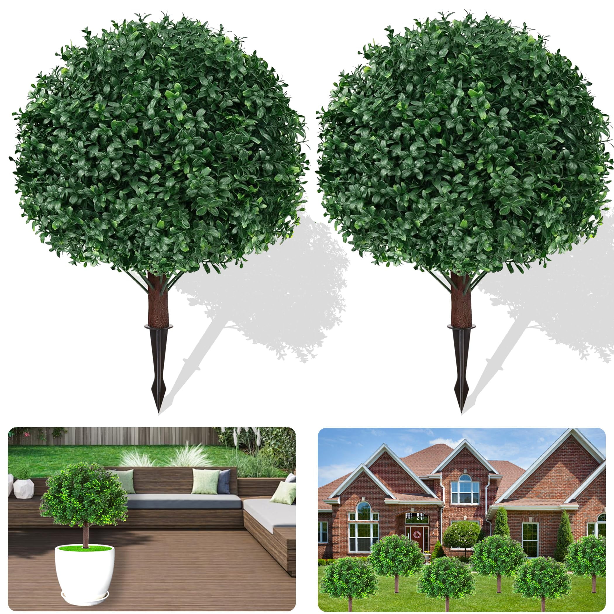 Moeput Boxwood Topiary Ball Trees, Set of Boxwood Ball Bush Shrub ...